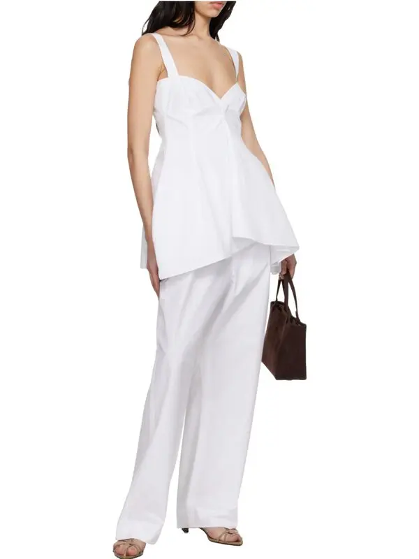 Carven Cotton Poplin Wide-leg Pants - White