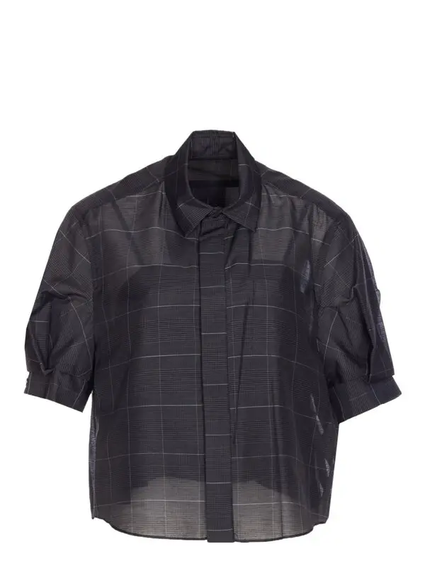 Sacai Short Sleeve Shirt With Lapel Collar - Black