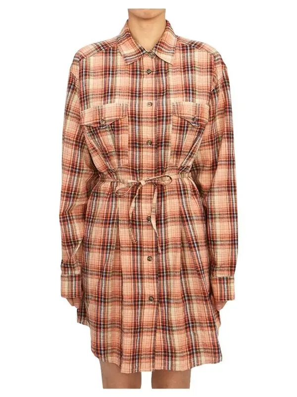 Isabel Marant Étoile Liliane Checked Cotton Shirt Dress - Nude