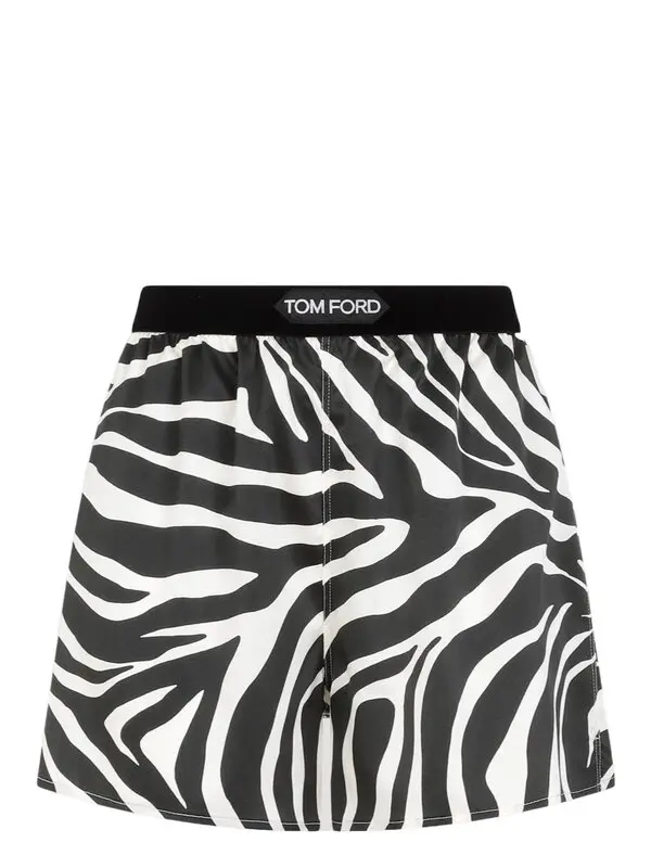 TOM FORD Zebra Printed Elastic Waistband Shorts - Black