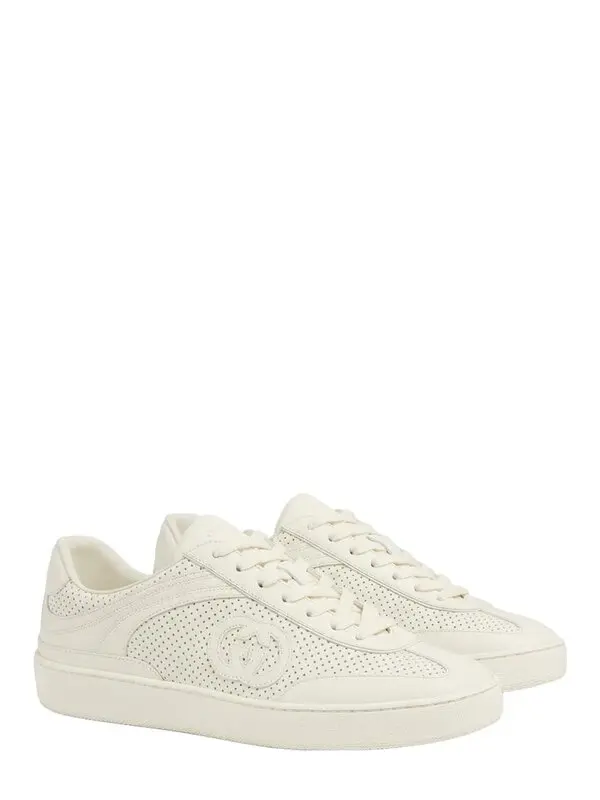 Gucci Perforated Leather Lace-up Sneakers - White