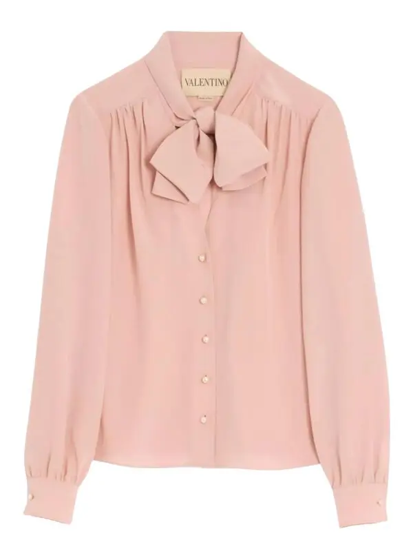 Valentino Garavani Long-sleeve Shirt With Integrated Scarf - Pink
