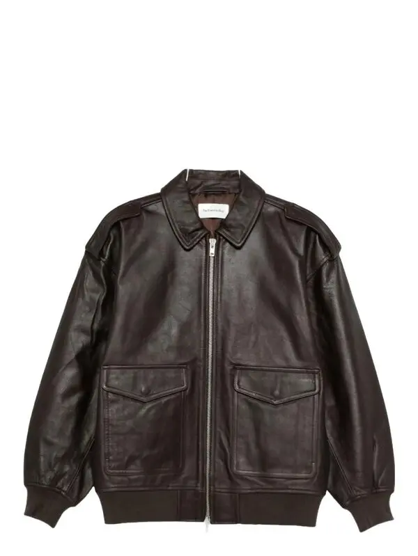 THE FRANKIE SHOP Viper Leather Bomber Jacket - Brown