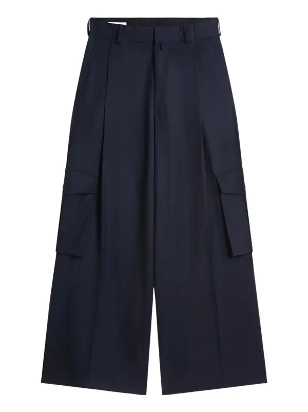 Dries Van Noten Wide-leg Cargo Pants With Pleats - Navy