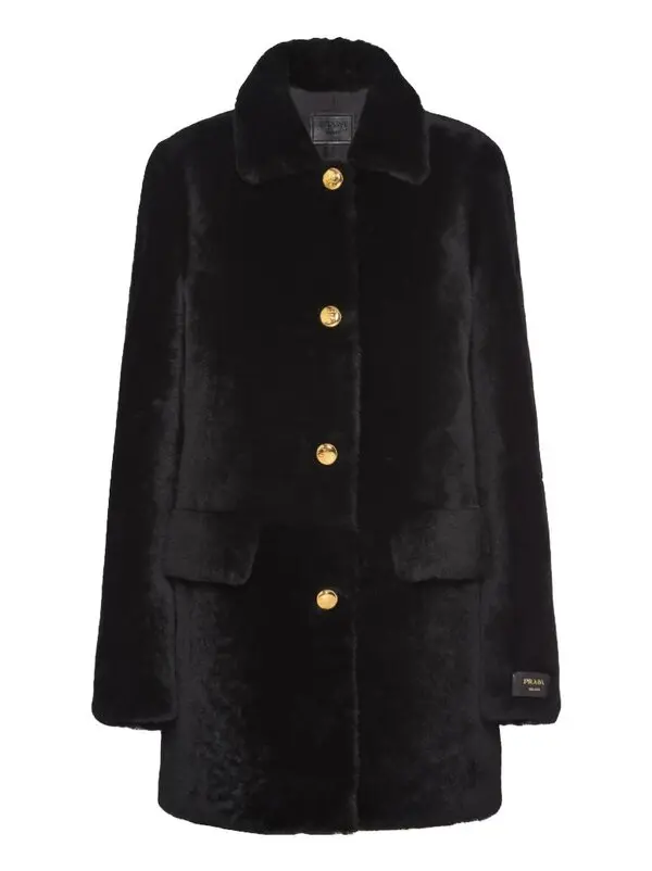 Prada Shearling Fur Coat - Black