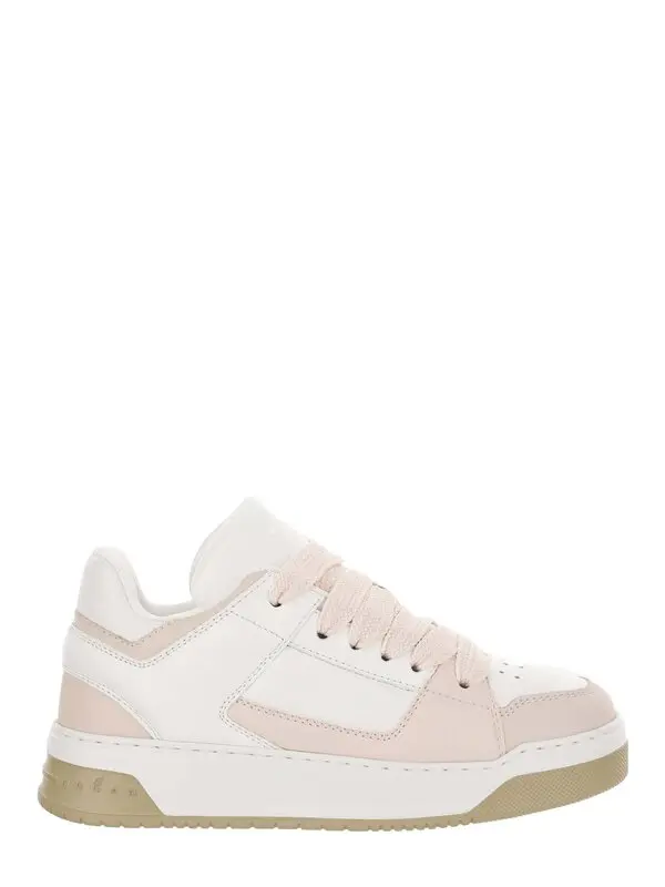 Hogan Logo Embossed Chunky Sole Sneakers - White Pink