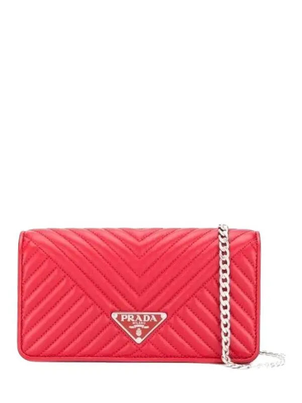 Prada Quilted Mini Single Shoulder Woc - Red