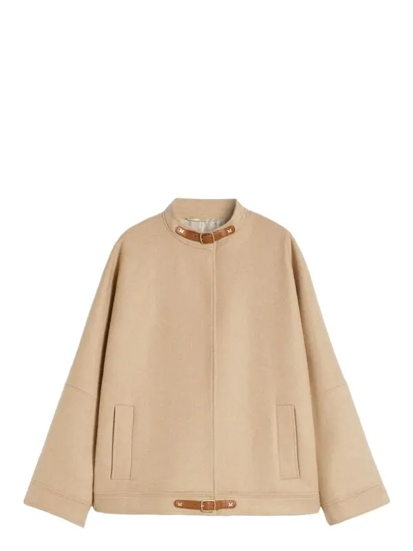 Max Mara Fascia Bomber Jacket In Cashmere, Camel, And Silk - Beige