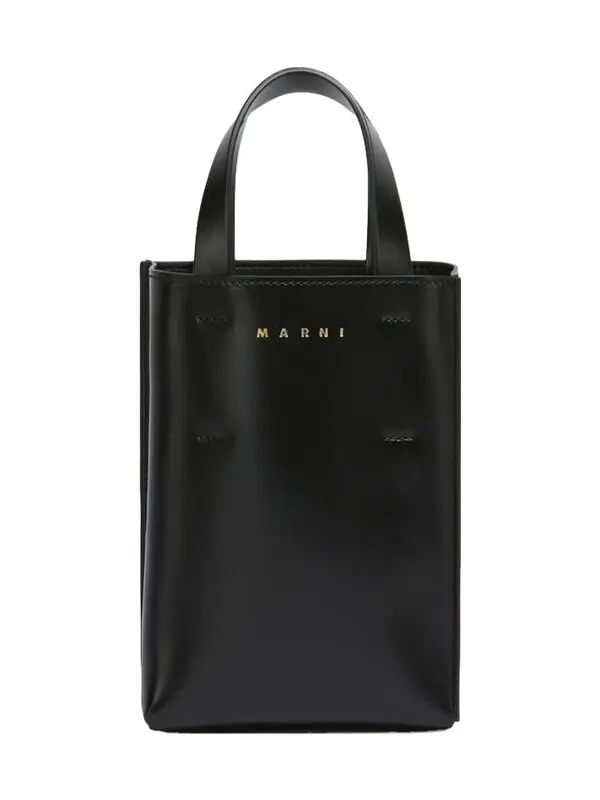 Marni Logo Printed Top Handle Bag - Black