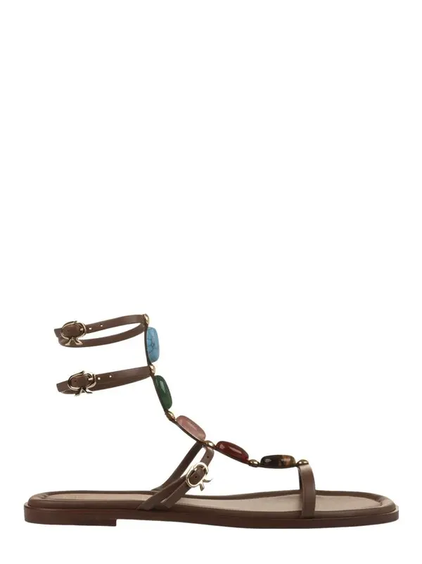 GIANVITO ROSSI Shanti Embellished Flat Sandals - Green