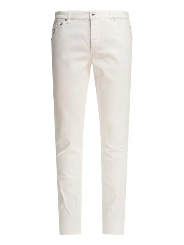 Brunello Cucinelli Logo Embroidered Straight-leg Jeans - White