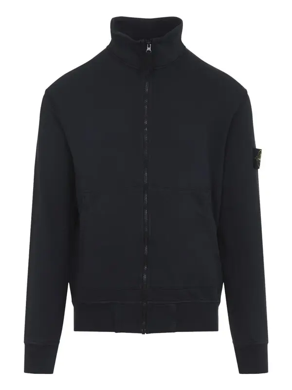Stone Island Logo Patch Zip-up Sweatshirt - Blue