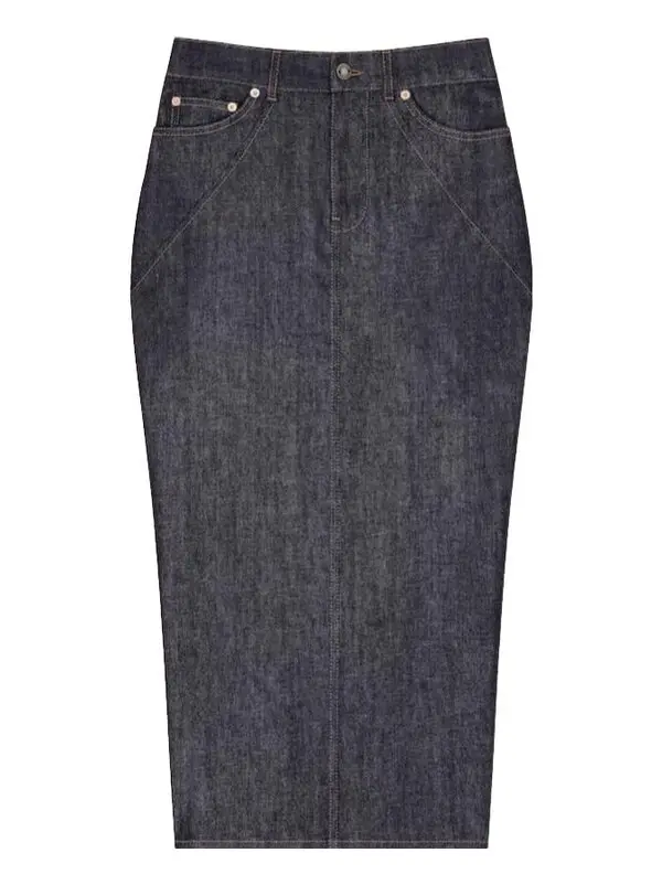 Givenchy Midi Denim Skirt With Contrasting Stitching - Dark Blue
