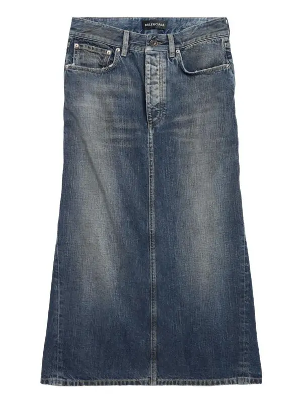 Balenciaga Denim Midi Skirt - Blue