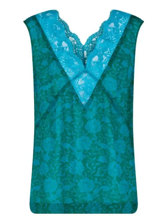 Dries Van Noten V-neck Sleeveless Graphic Print Top - Blue