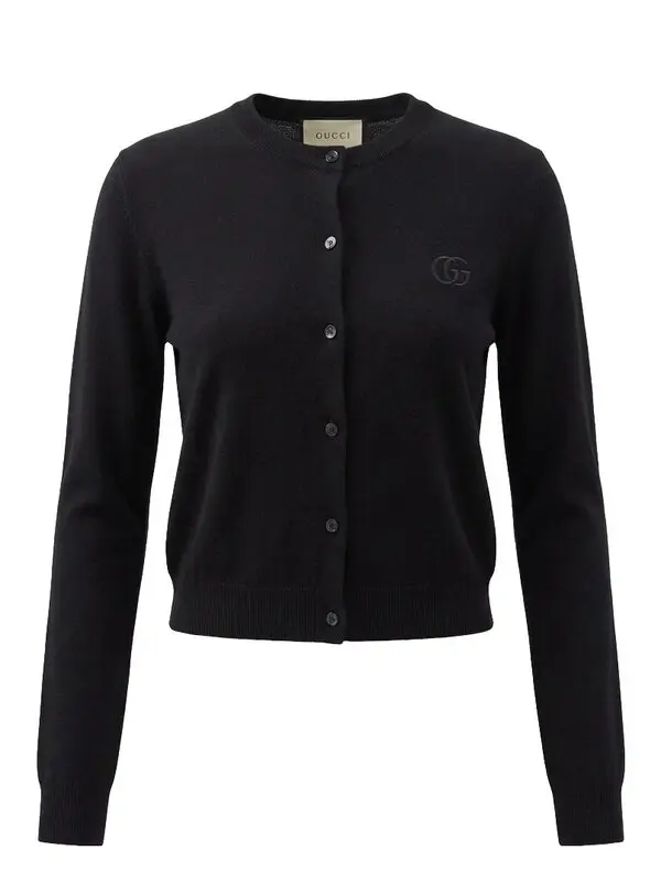 Gucci Embroidered Knit Cardigan - Black