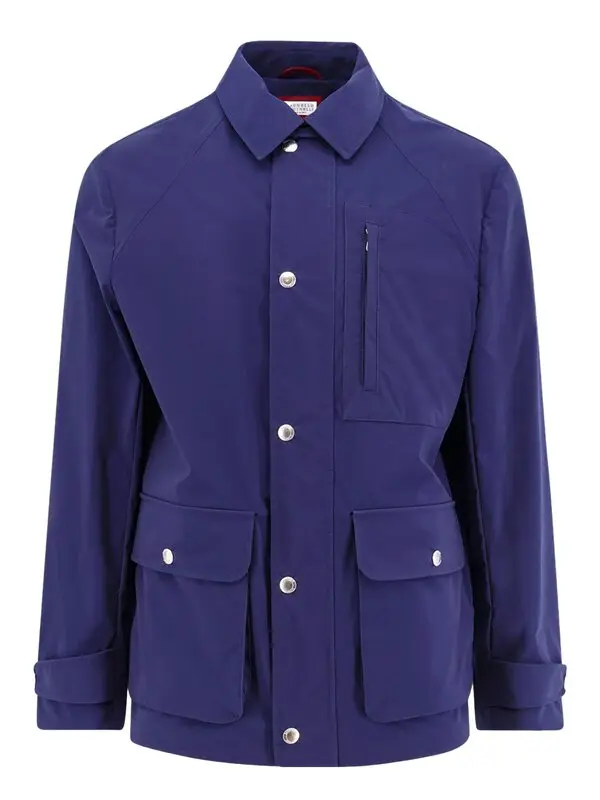 Brunello Cucinelli High-neck Long-sleeved Jacket - Blue