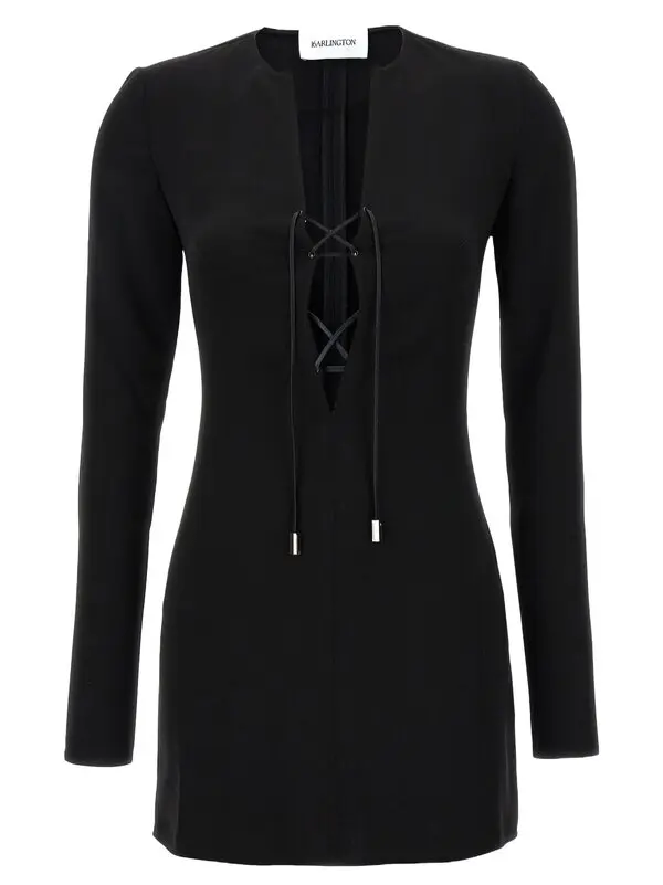 16Arlington Seeran Lace-up Mini Dress - Black