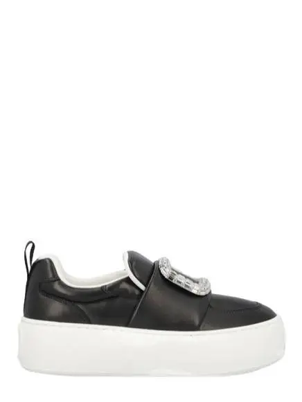 ROGER VIVIER Embellished Buckle Sneakers - Black
