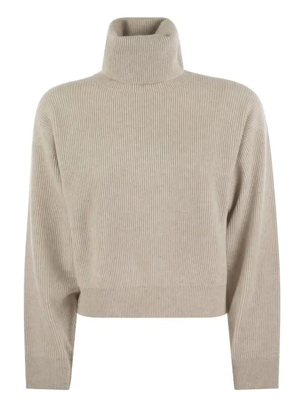 Brunello Cucinelli Roll Neck Knitted Jumper - Nude