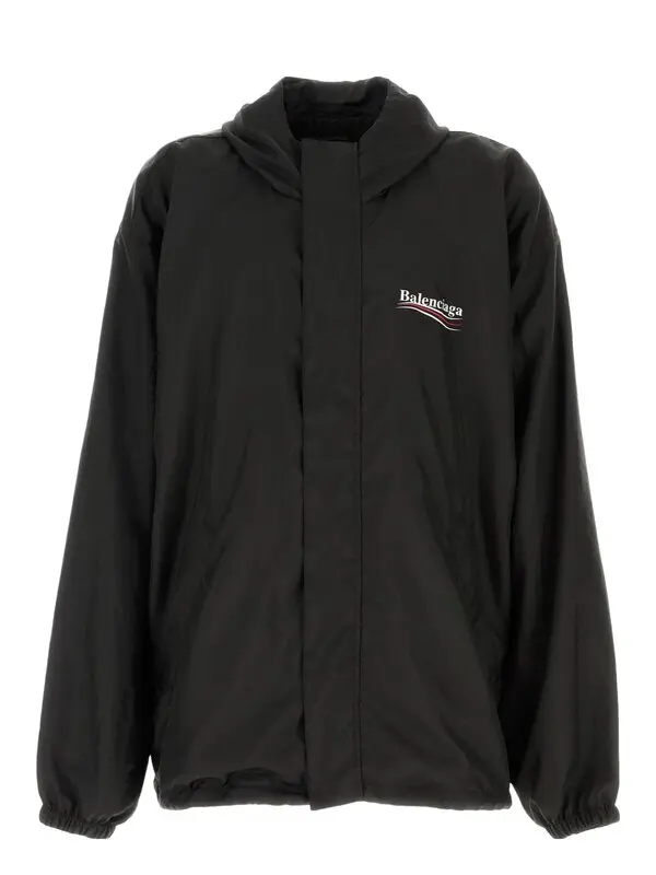 Balenciaga Political Campaign Hooded Jacket - Black