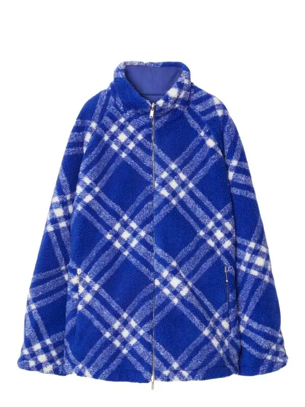 Burberry Checked Fleece Jacket - Blue