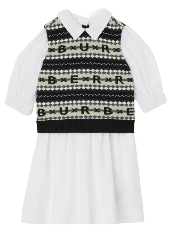 Burberry Fair Isle Cotton Shirt Dress - Black