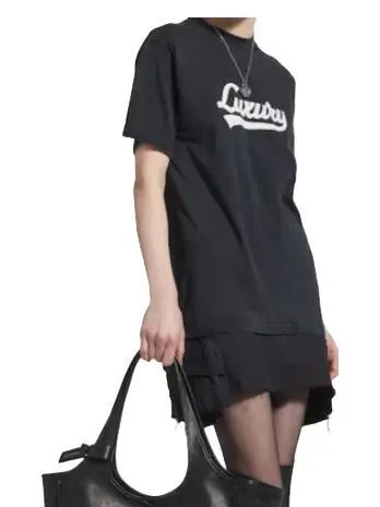 Balenciaga Luxury Script T-shirt Dress - Black