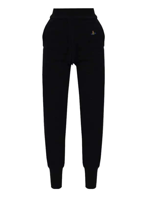 VIVIENNE WESTWOOD Logo-embroidered Knitted Sweatpants - Black