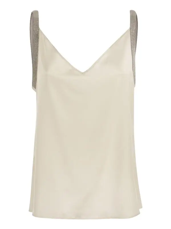Fabiana Filippi V-neck Camisole With Metallic Trim - Nude