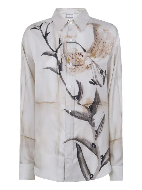 PIERRE-LOUIS MASCIA Floral Print Long Sleeve Shirt - Gray
