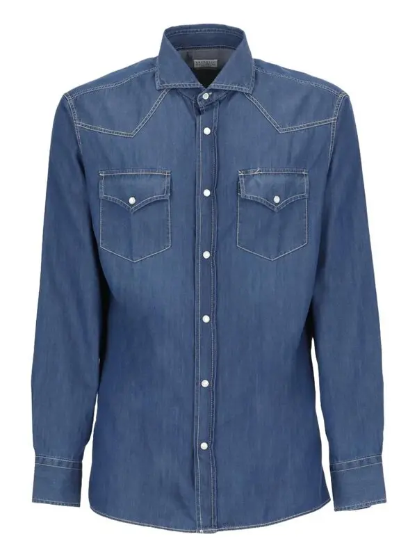 Brunello Cucinelli Buttoned Long-sleeved Shirt - Blue