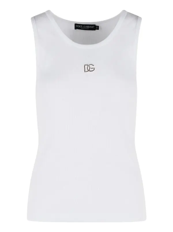 Dolce & Gabbana Dg Embroidered Ribbed Tank Top - White