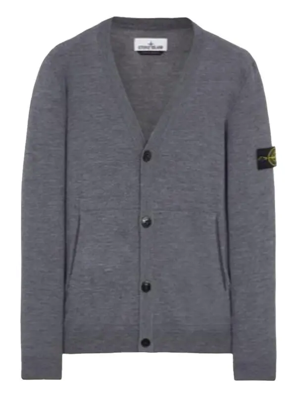Stone Island Logo-patch Button-up Cardigan - Grey