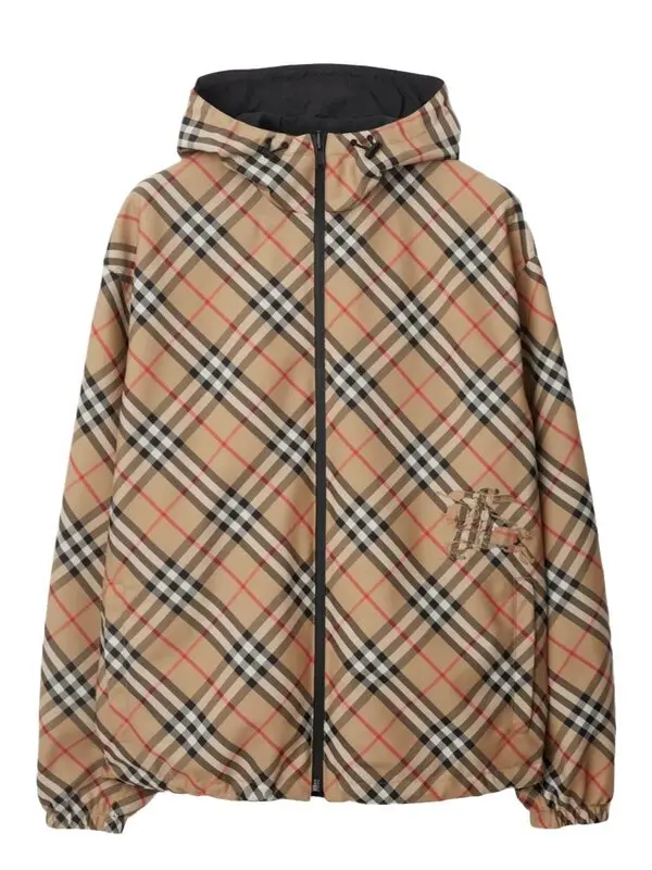 Burberry Logo Embroidered Checked Reversible Jacket - Multicolor