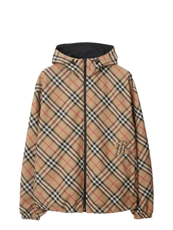 Burberry Logo Embroidered Checked Reversible Jacket - Multicolor