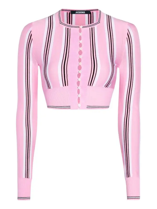 Jacquemus Le Cardigan Spiaggia Striped Cropped Cardigan - How Pink