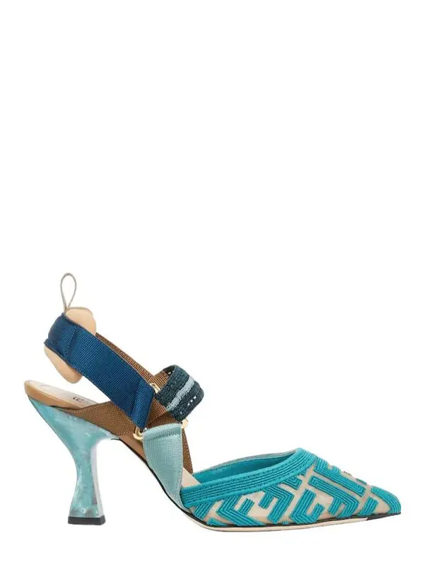 Fendi Colibrì Ff Cornely Embroidery Slingback Pumps - Light Blue