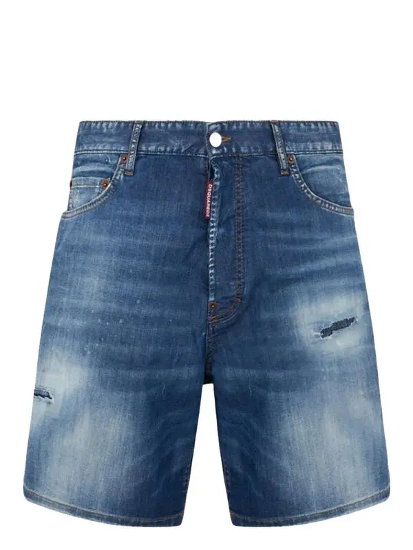 Dsquared2 Distressed Denim Shorts - Blue