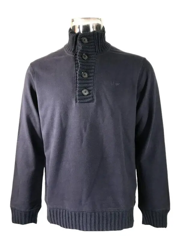 Emporio Armani High-necked Long-sleeved Sweater With Button Detail - Black