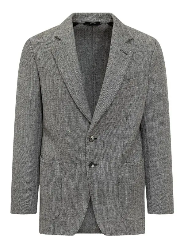 TOM FORD Single Breasted Chevron Pattern Jacket - Gray