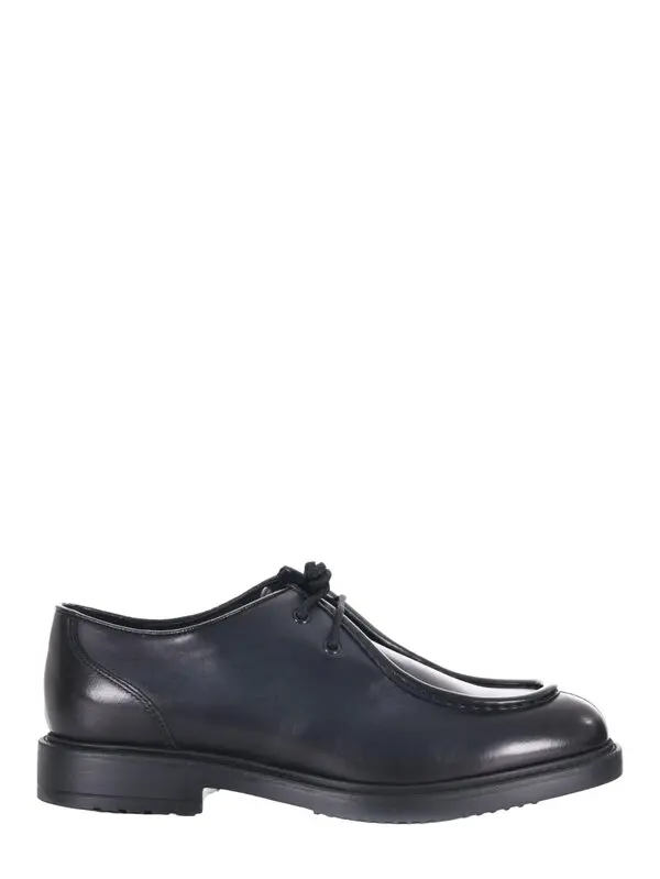 DOUCAL'S Round Toe Lace-up Shoes - Black