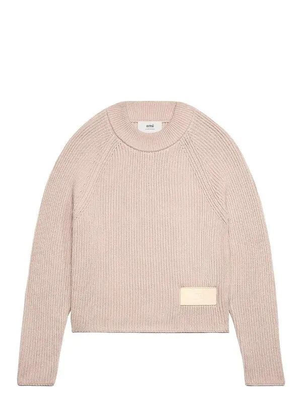 Ami Logo Patch Crewneck Jumper - Pink
