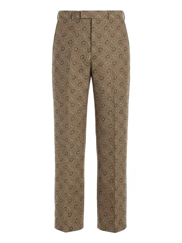 Gucci All-over Horsebit Embroidery Trousers - Brown
