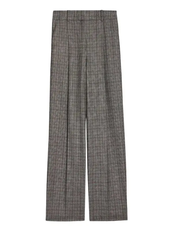 Theory Checked Tailored Wide-leg Trousers - Gray
