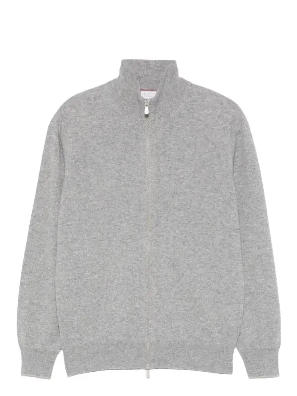 Brunello Cucinelli Cashmere Zip Cardigan - Gray