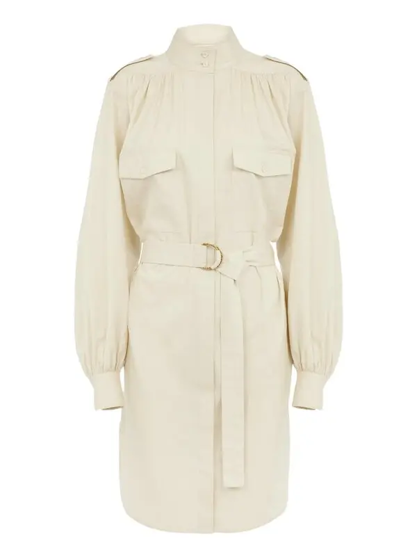 Chloé Light Cotton Poplin Shirt Skirt With Belt - White