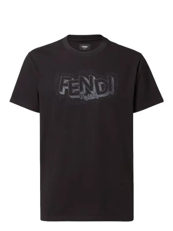 Fendi Pop Pois Motif Embroidered Crewneck T-shirt - Black