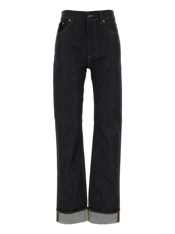 Bottega Veneta Turn-up Hem Straight Leg Jeans - Black