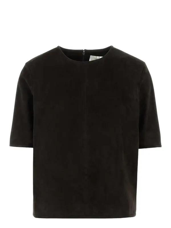 Loulou De Saison Zaida Suede Boxy T-shirt - Black